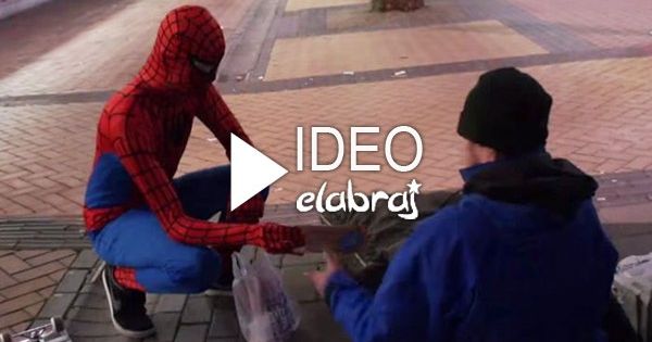 Anonymous 'Spider-Man' Feeds Homeless At Night | Elabraj.net